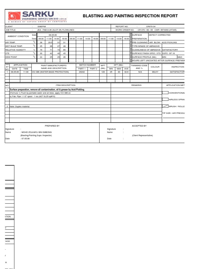 Painting Report Form | Mechanical Engineering | Applied And ...
