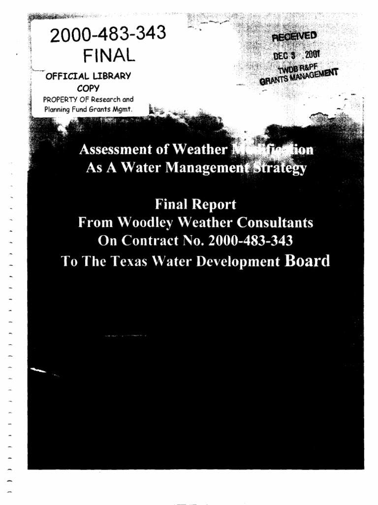 Weather Modification Final Report | PDF | Rain | Experiment