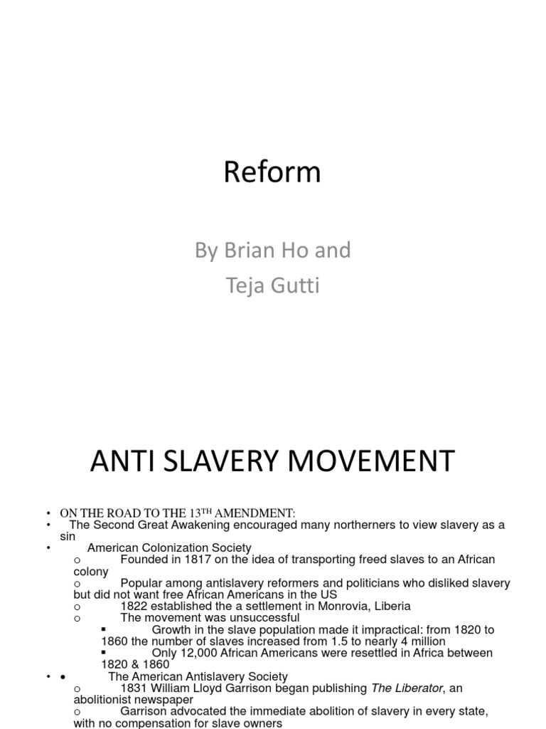 Apush Reform Theme Powerpoint | Download Free PDF | Abolitionism In The ...
