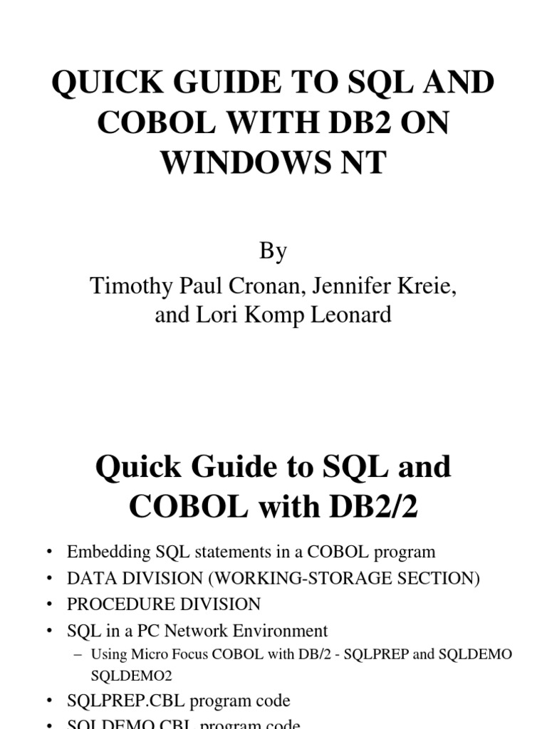 SQL Cobol | PDF | Sql | Data Management Software