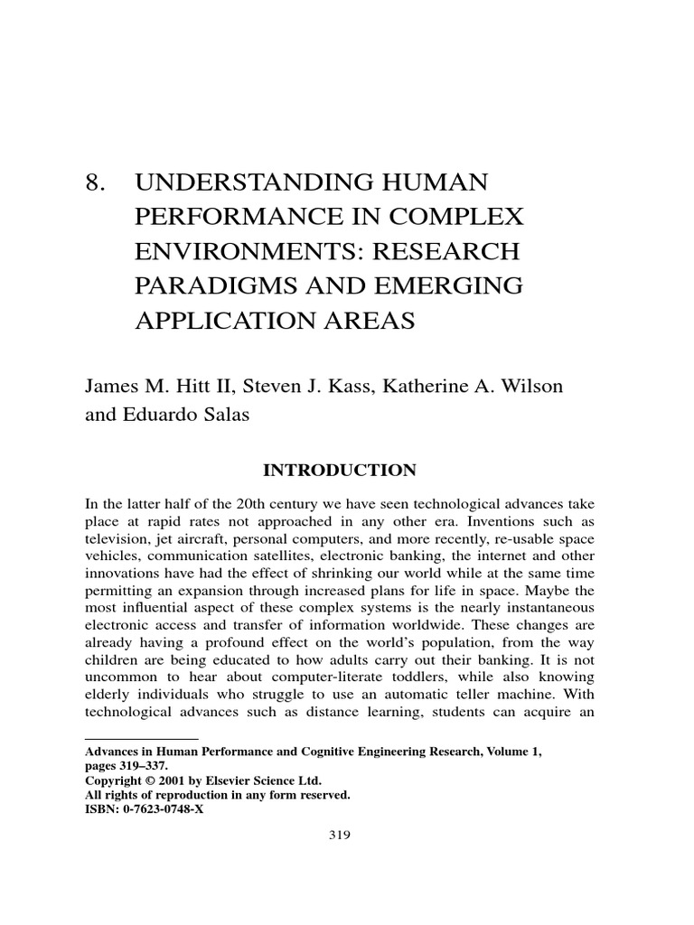 Understanding Human Performance in Complex Environments: Research ...