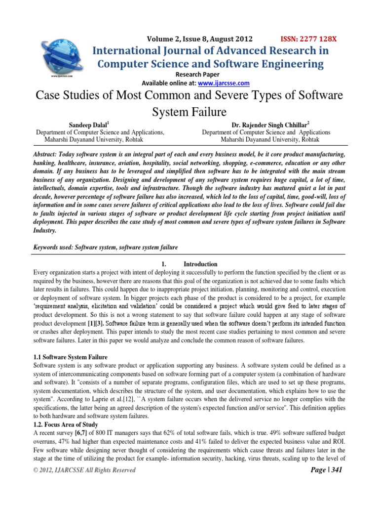 Case Study On 4 Software Failures PDF | Download Free PDF | Enterprise ...