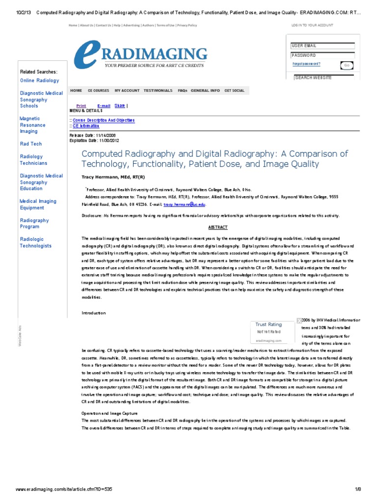 Computed Radiography and Digital Radiography - A Comparison of ...