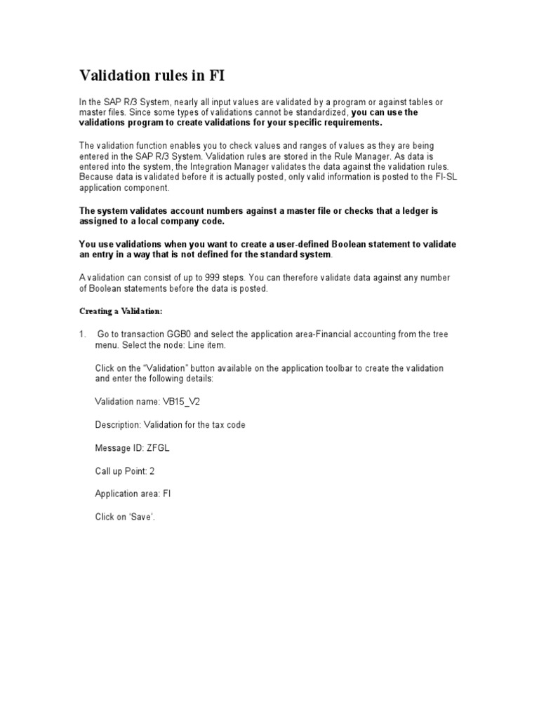 Validation and Substitution in SAP | PDF | Boolean Data Type | Database Transaction