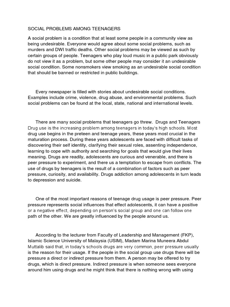 Social Problems Among Teenagers | PDF | Sex Education | Adolescence