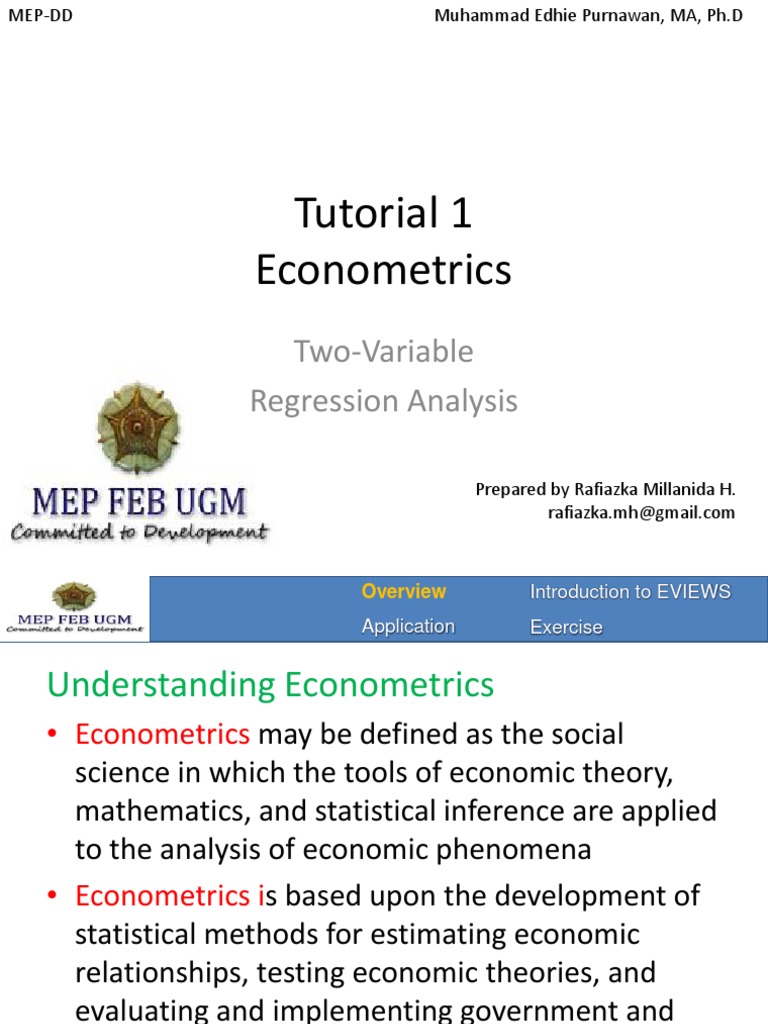 Tutorial Single Equation Regression Model | PDF | Econometrics | Statistics