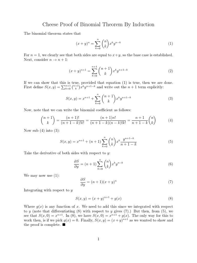 Math Enthusiasts: Binomial Theorem Proof | PDF | Teaching Methods ...
