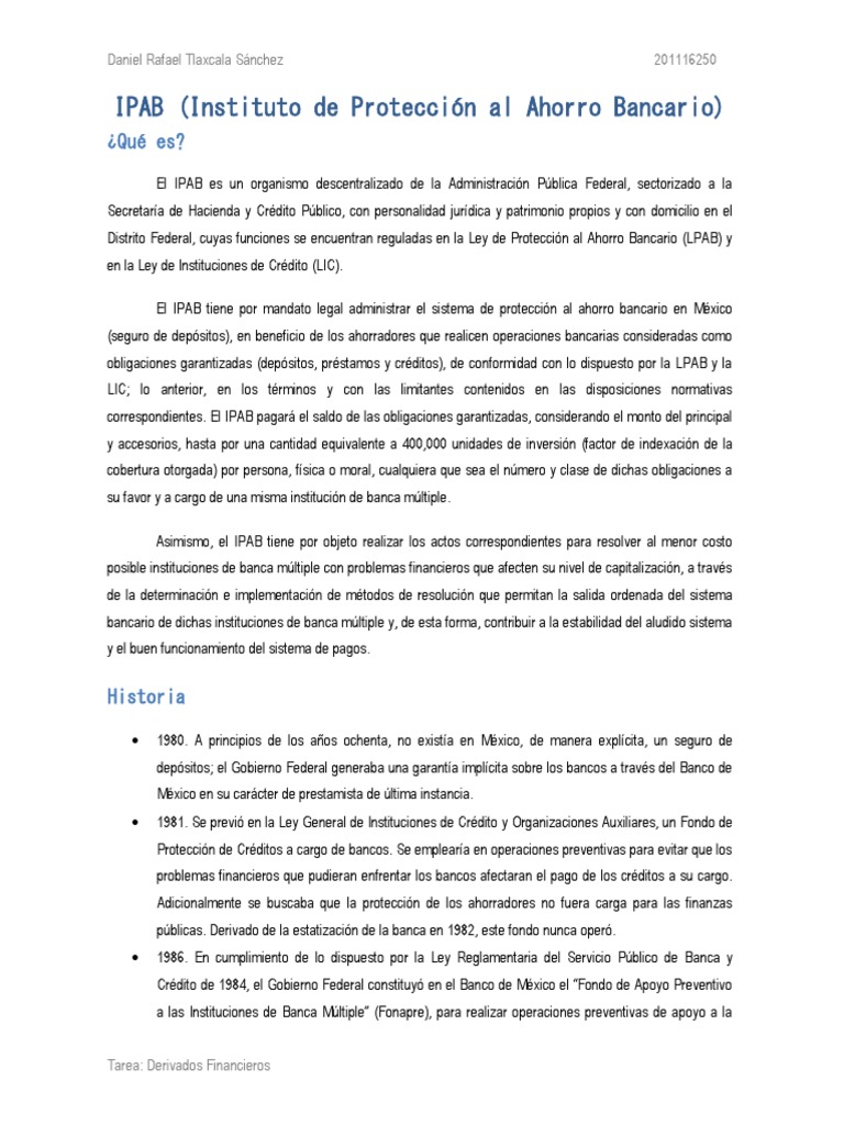 Funciones del IPAB en México | PDF | Bancos | Gobierno
