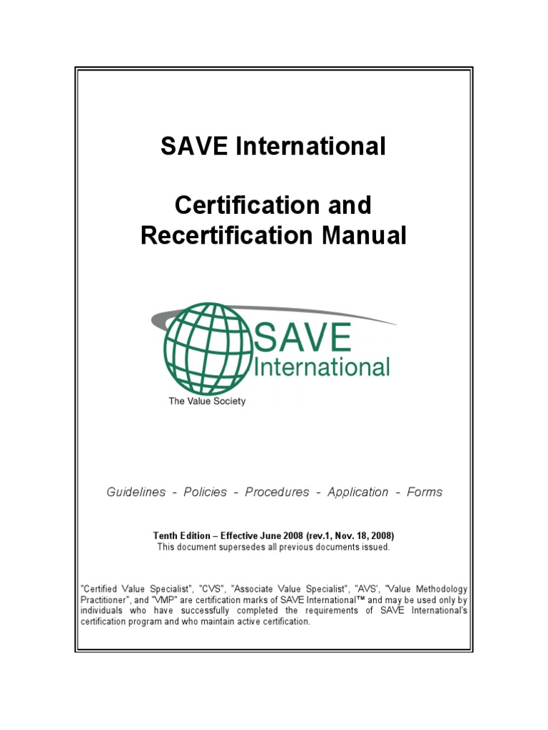 CVS Certification Manual | PDF | Professional Certification | Abstract (Summary)