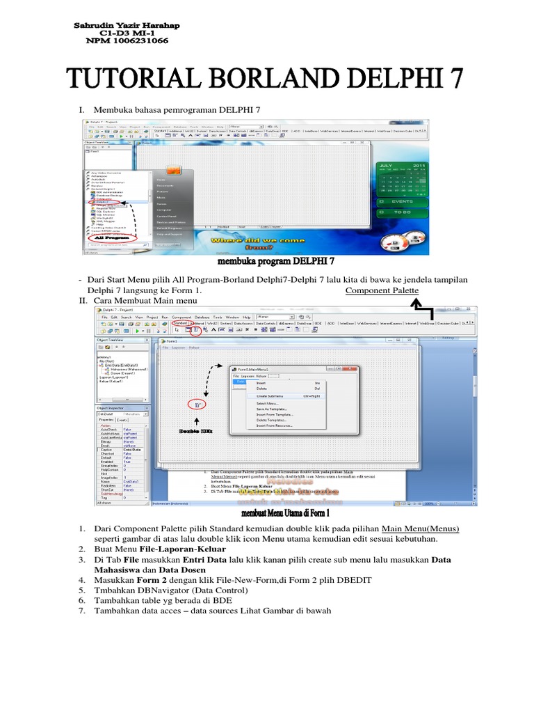 Tutorial Delphi 7 Dasar | PDF | Karier & Perkembangan | Komputer