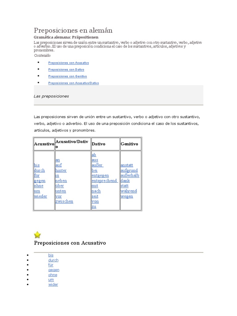 Preposiciones en Alemán | PDF