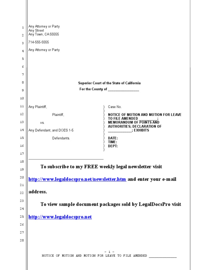Legal Motion Template for Attorneys | PDF | Pleading | Complaint