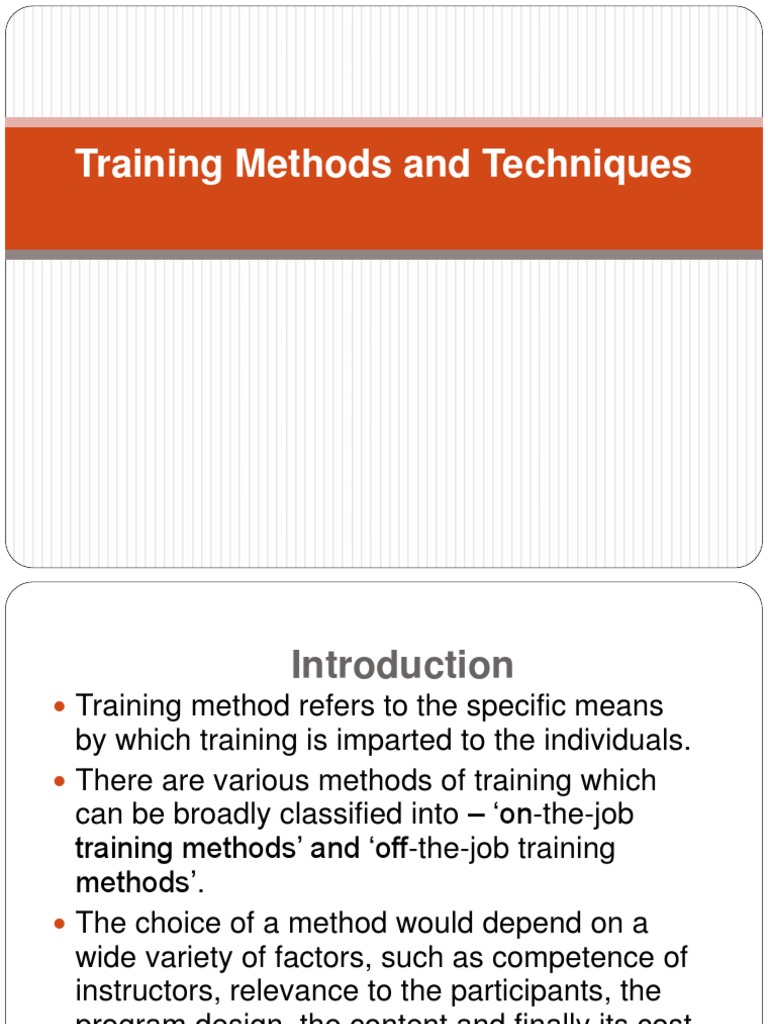 HRM-Training Methods and Techniques | PDF | Behavior Modification | Psychological Concepts