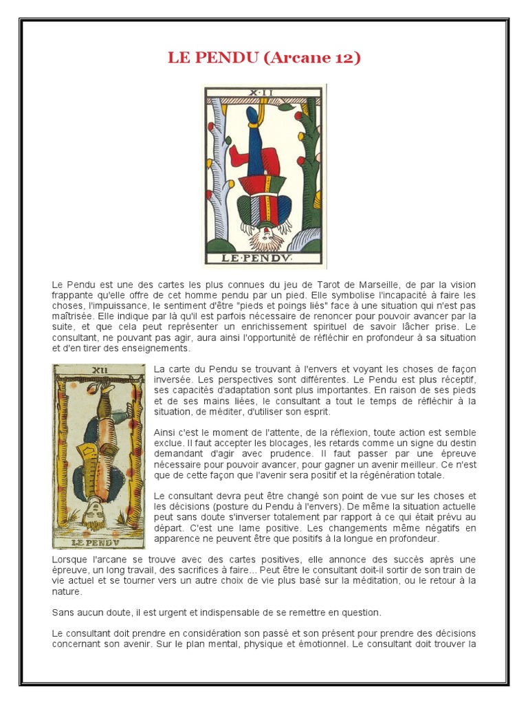 Signification du Pendu (Arcane 12) | PDF | Pendaison | Symboles