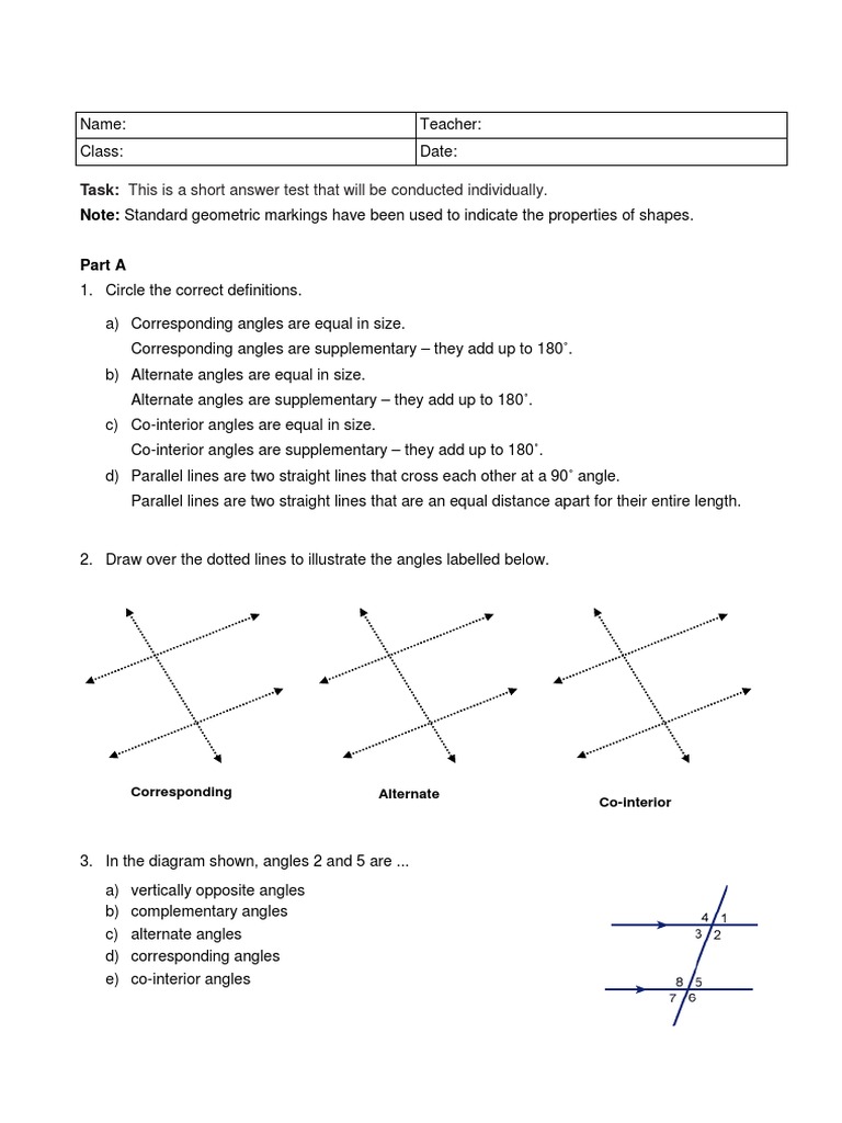 Practice Test | PDF | Angle | Line (Geometry)