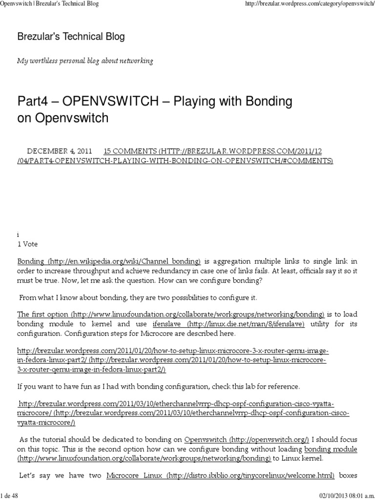 Openvswitch - Brezular's Technical Blog | PDF | Telecommunications Standards | Computer Networking