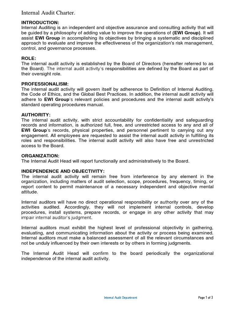 Internal Audit Charter | PDF | Internal Audit | Audit