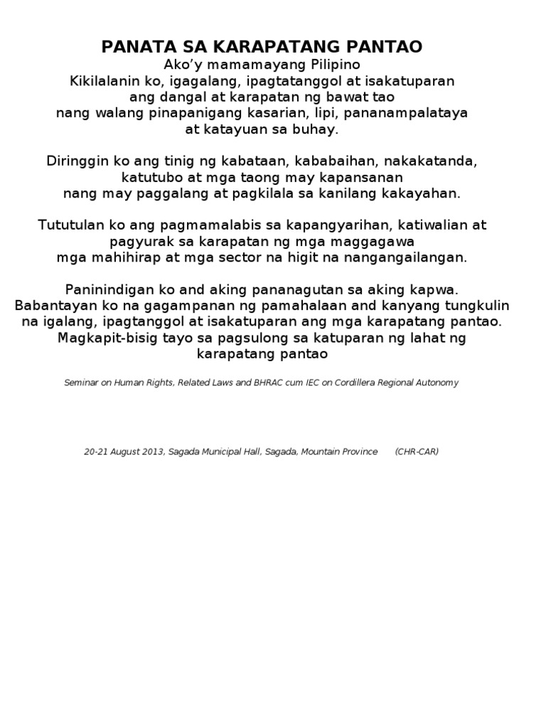 Panata Sa Karapatang Pantao | PDF