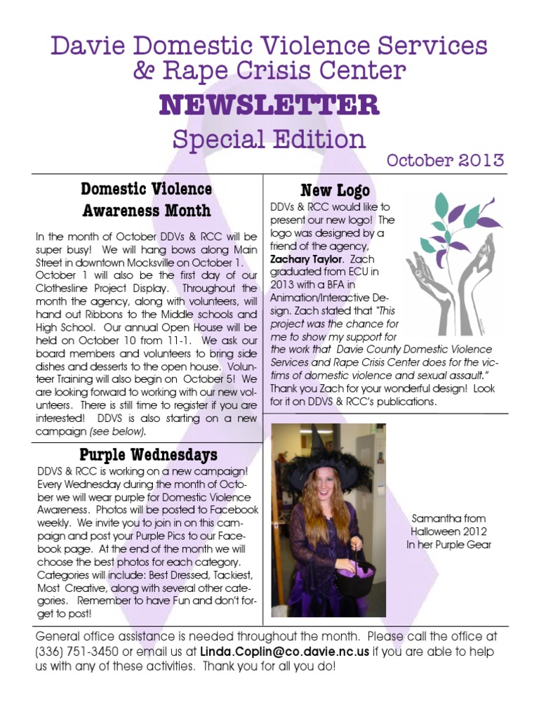 October 2013 Newsletter | PDF | Violence | Domestic Violence