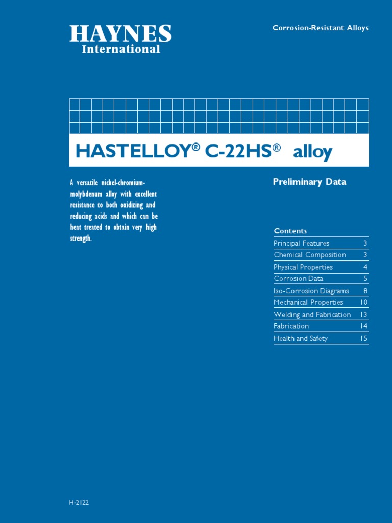 HASTELLOY® C-22HS™alloy | PDF | Welding | Construction