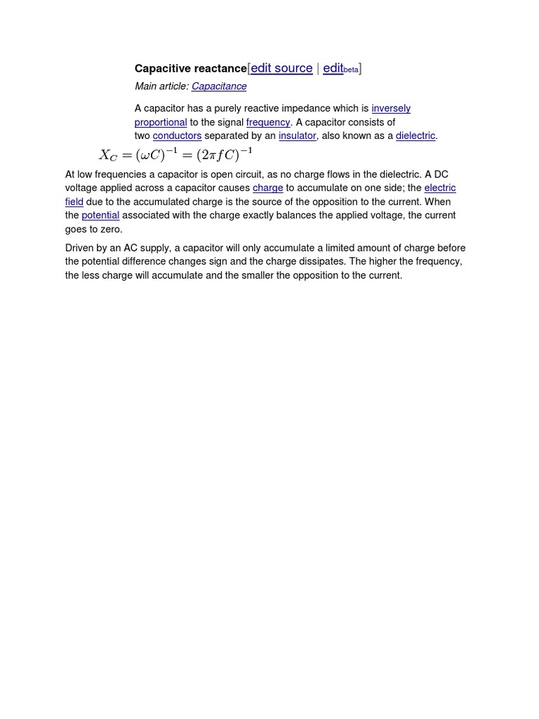 Edit Source Edit: Capacitive Reactance | PDF | Science & Mathematics