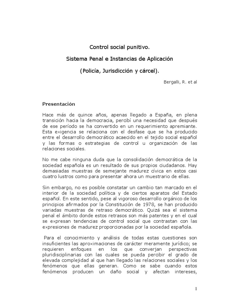 Control Social Punitivo Sistema Penal e Instancias de Aplicación | PDF ...