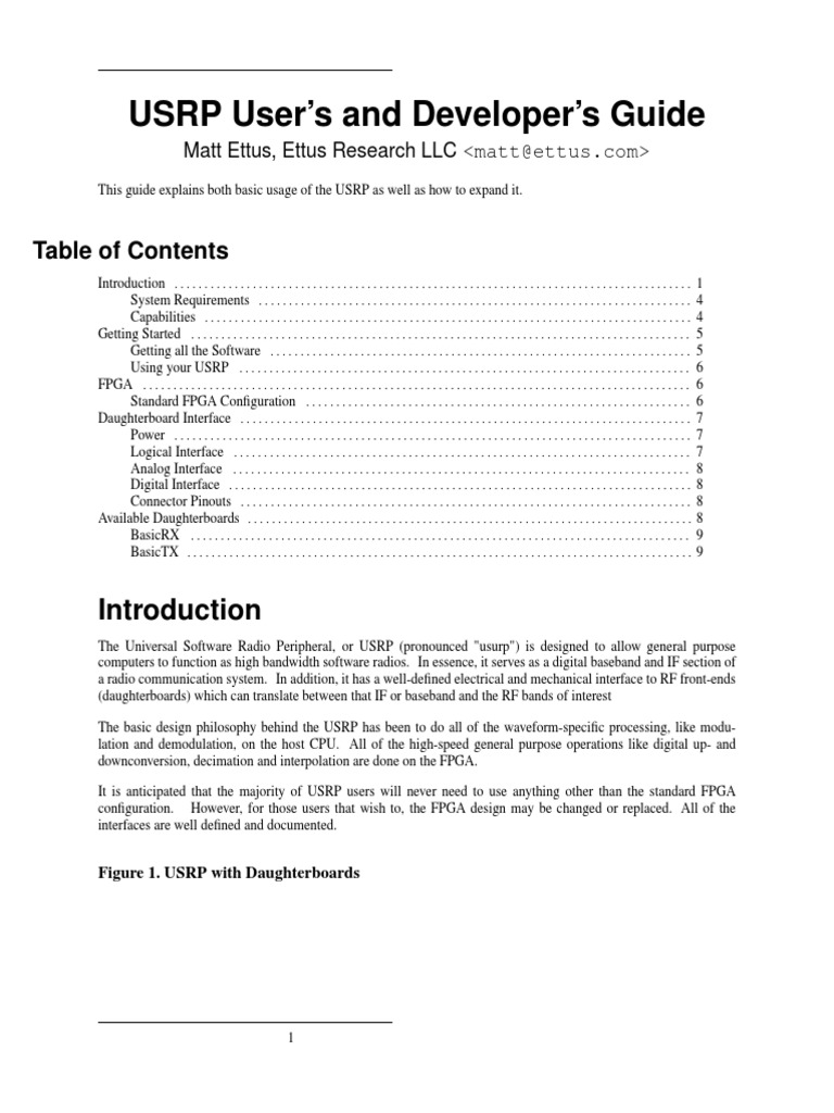 USRP User's and Developer's Guide: Matt Ettus, Ettus Research LLC | PDF