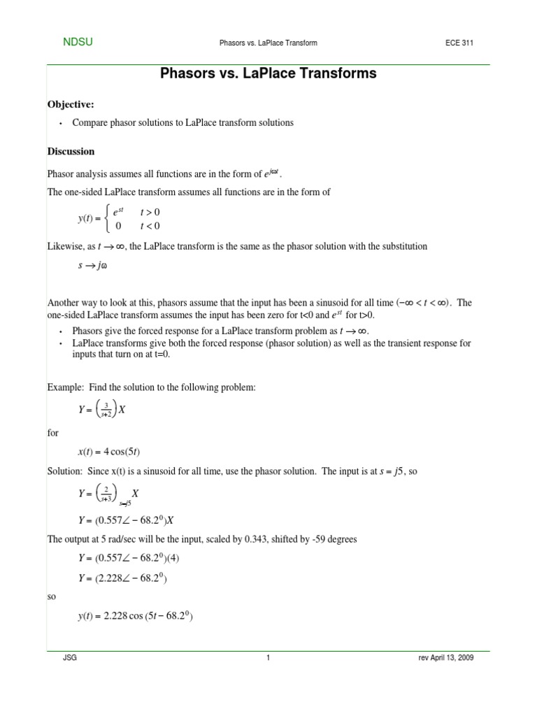 Phasors Vs LaPlace | PDF | Laplace Transform | Trigonometric Functions