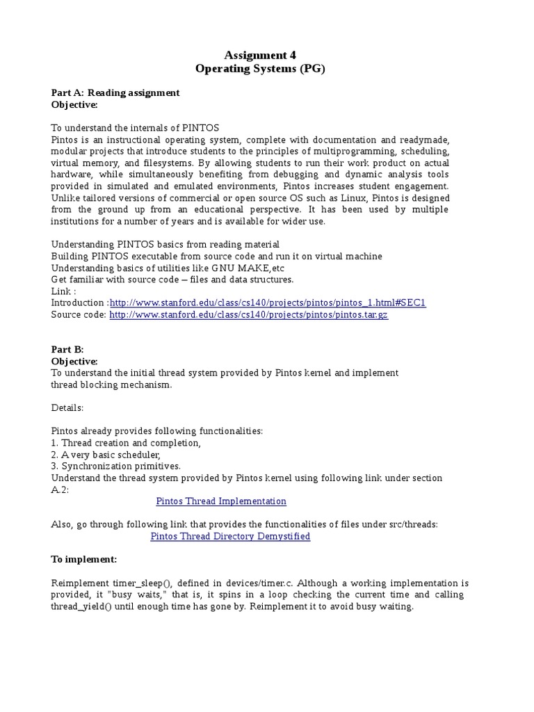 Assignment 4 | PDF | Thread (Computing) | Operating System