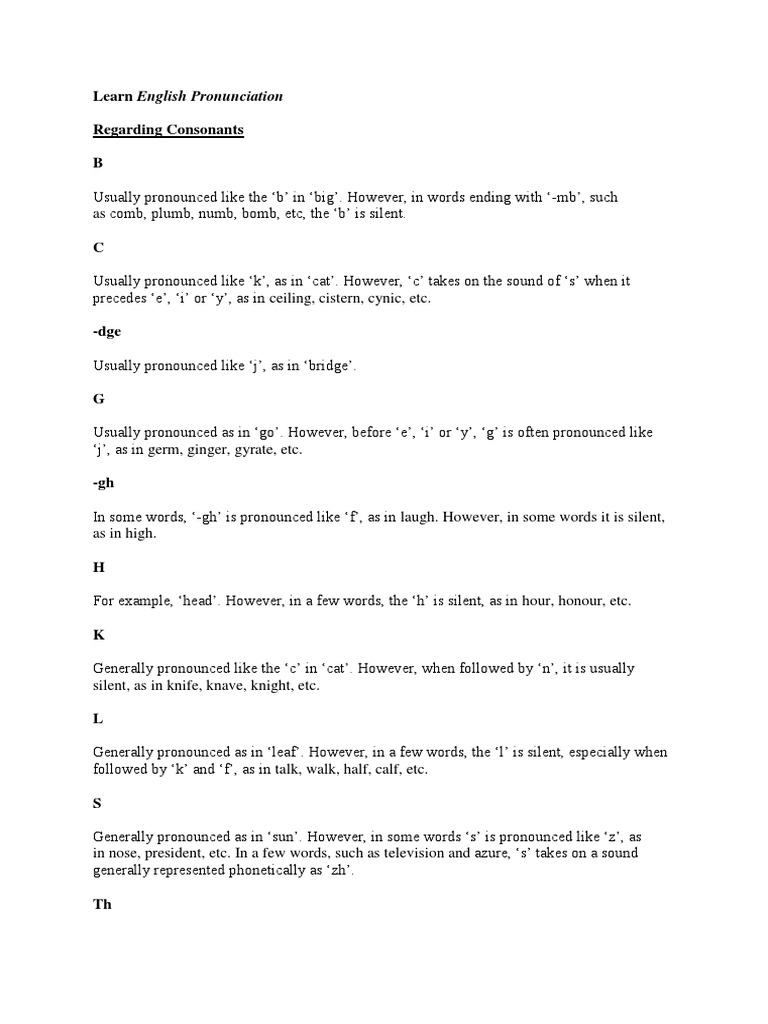 English Pronunciation Guide: Consonants & Vowels | PDF | Consonant | Vowel