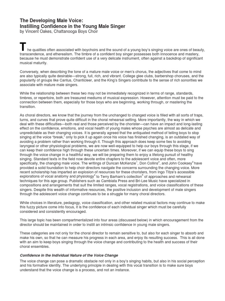 Oaks - The Developing Male Voice | PDF | Singing | Choir
