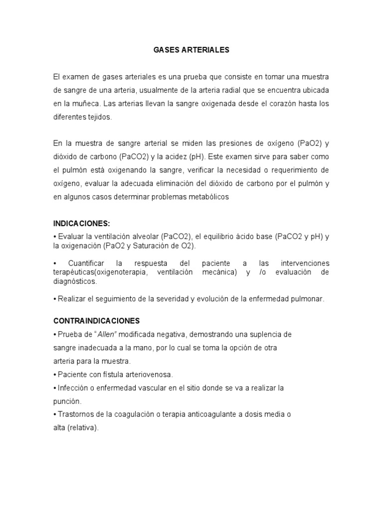 Gases Arteriales | PDF | Especialidades Medicas | Medicina CLINICA