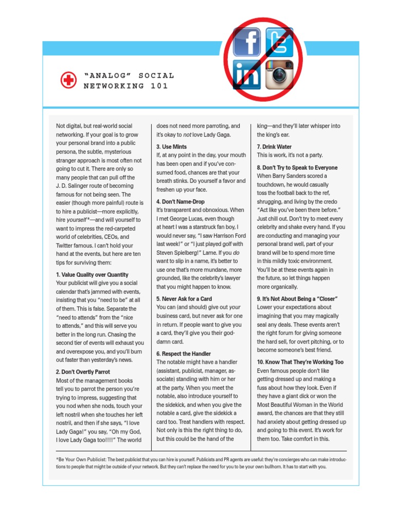 "Analog" Social Networking 101: Chapter Iv: Self | PDF | Social ...