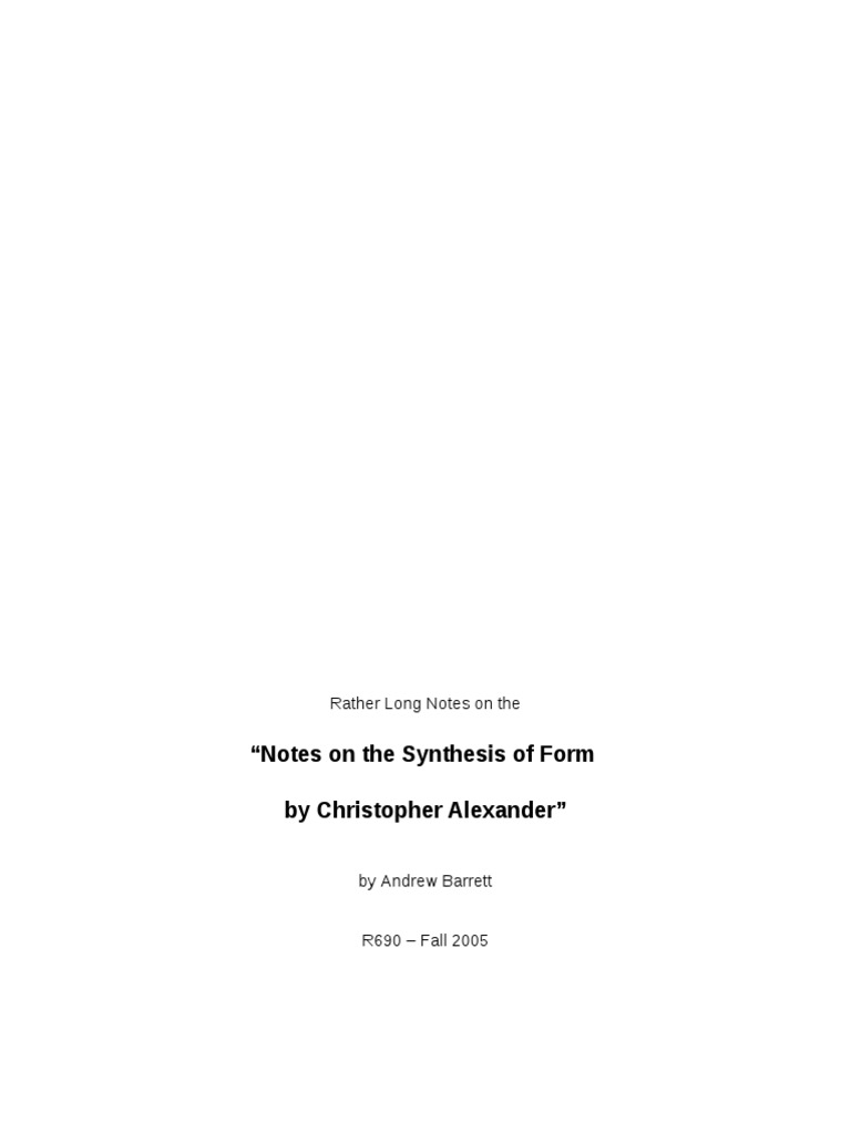 Notes On The Synthesis of Form by Christopher Alexander | PDF ...
