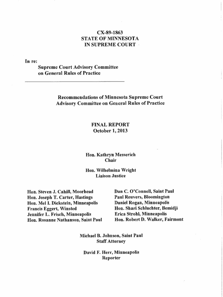 MN Courts General Rules Report 10-1-13 | PDF | Lawsuit | Summary Judgment