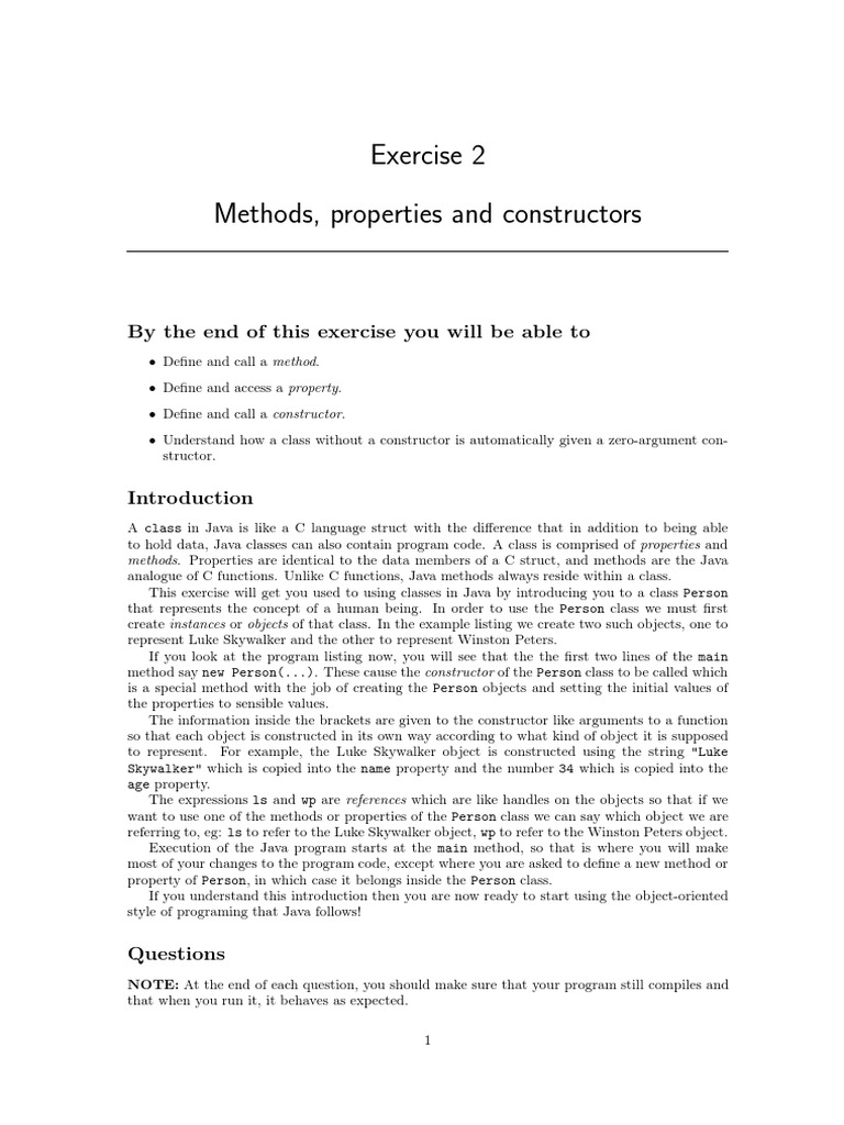 Exercise 2 Methods Properties And Constructors By The End Of This Exercise You Will Be Able To