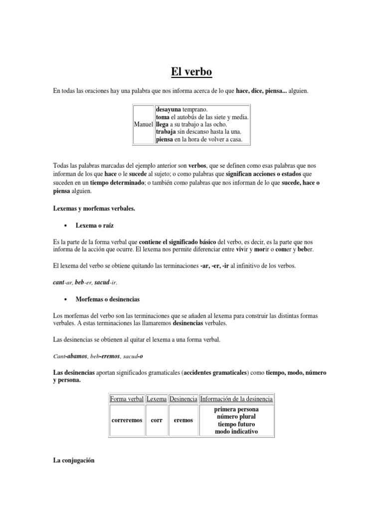 El Verbo Guía Teórica | PDF | Verbo | Conjugación gramatical