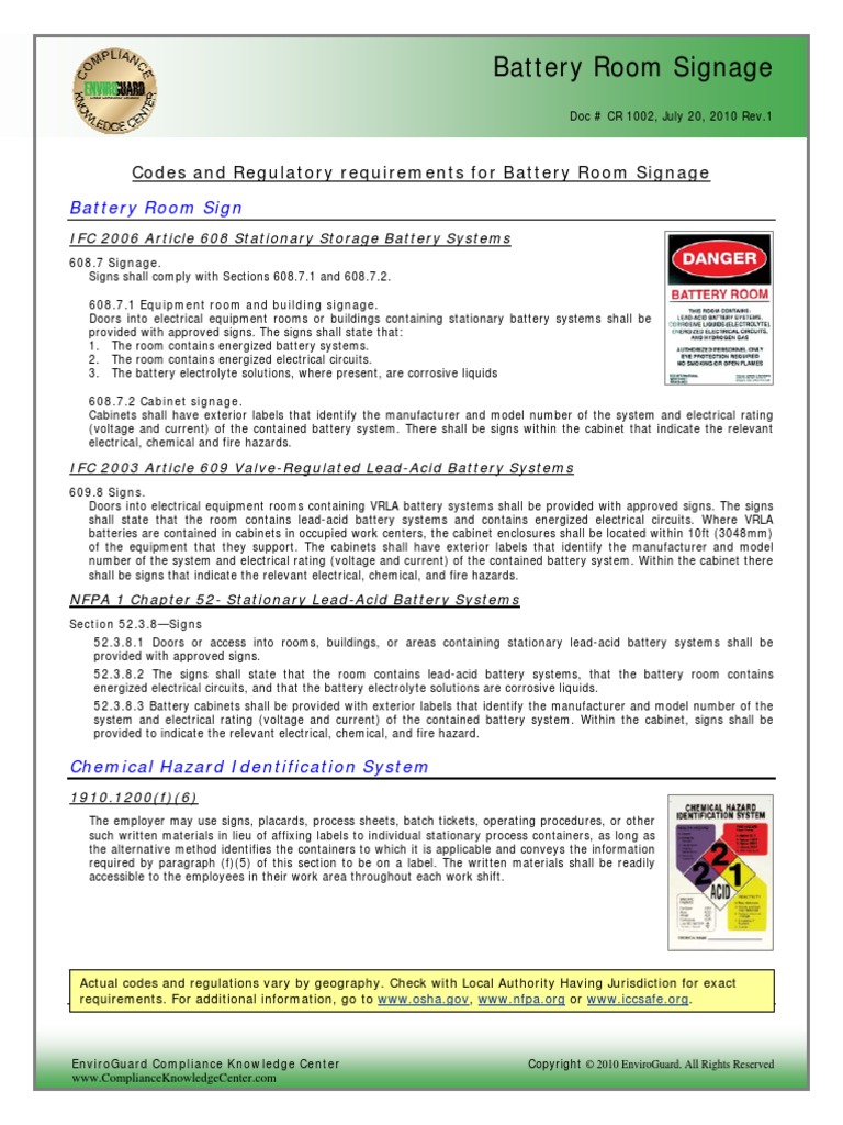 Battery Room Signage Paper PDF | PDF | Law | Computers