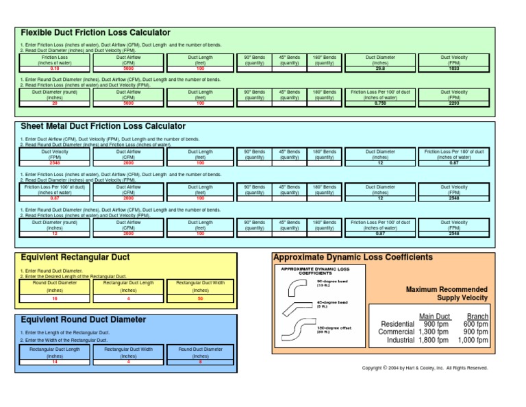 Air Duct Calculator | PDF | Duct (Flow) | Tools