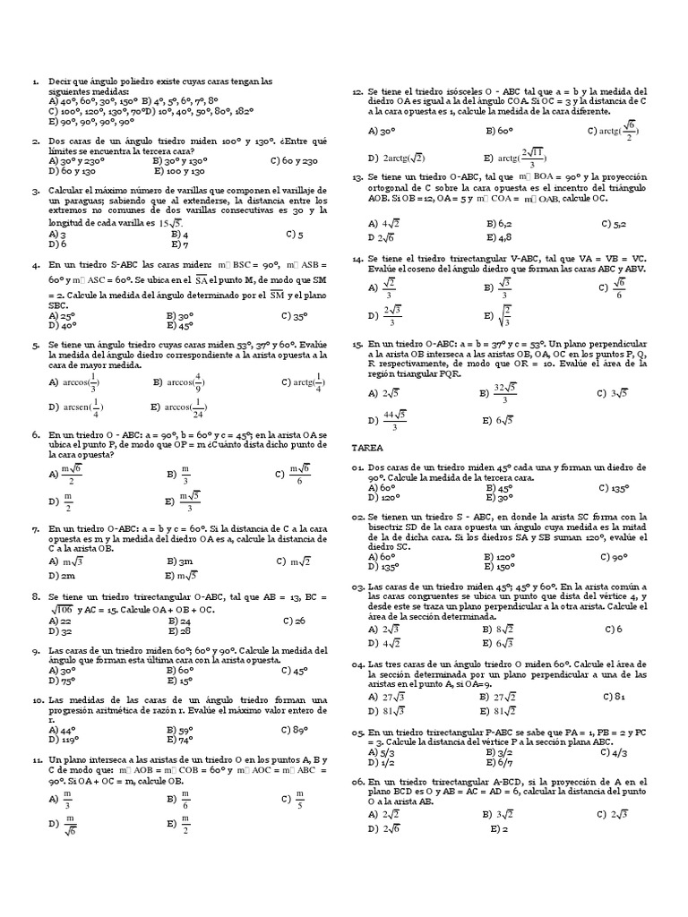 Ángulo Poliedro y Triedro | PDF | Triángulo | Geometría euclidiana
