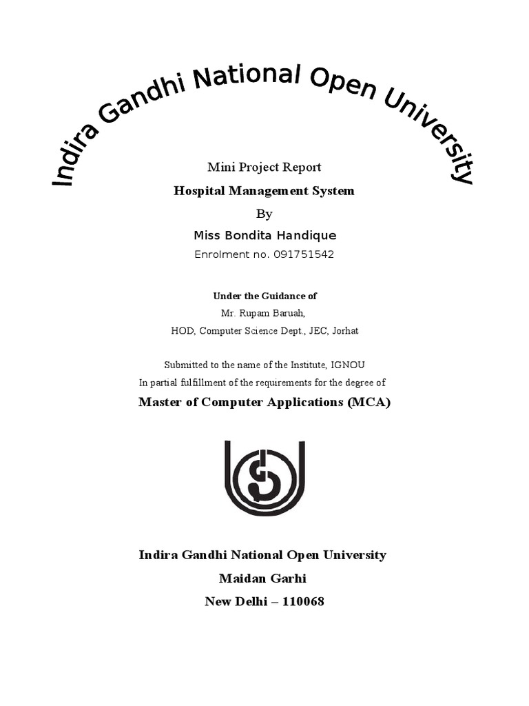 IGNOU Mini Project Report MCA | PDF | Databases | Input/Output