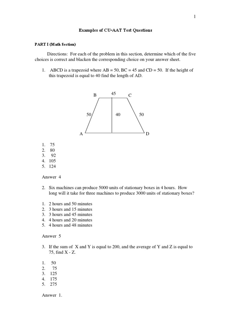 CU AAT Example | PDF