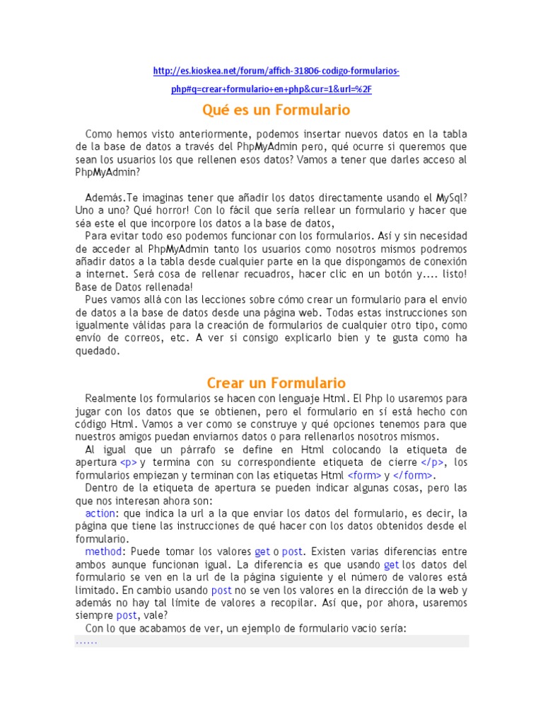 Qué Es Un Formulario | PDF | HTML | Comillas