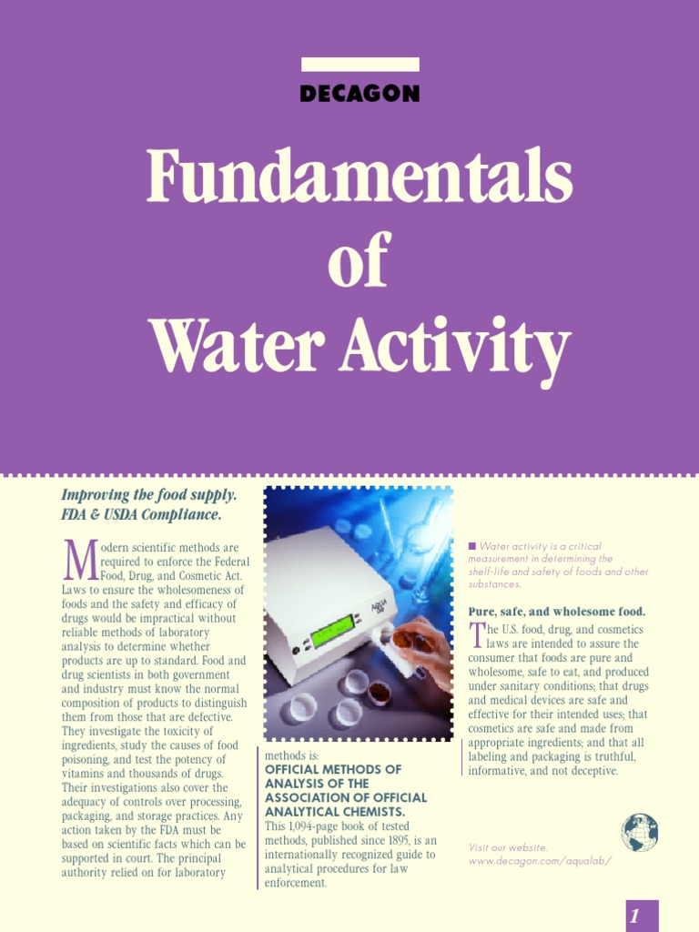 Water Activity in Food Safety Analysis | PDF | Hazard Analysis And ...