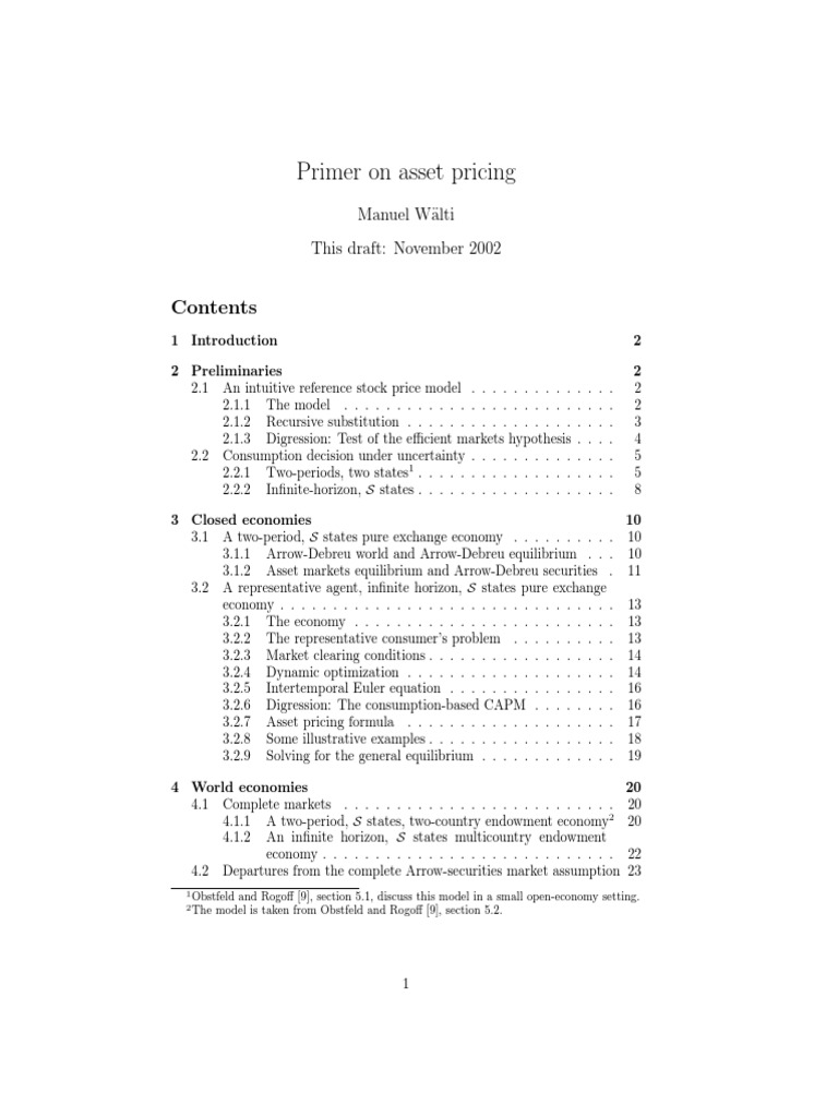 Asset Pricing | PDF | Economic Equilibrium | Utility
