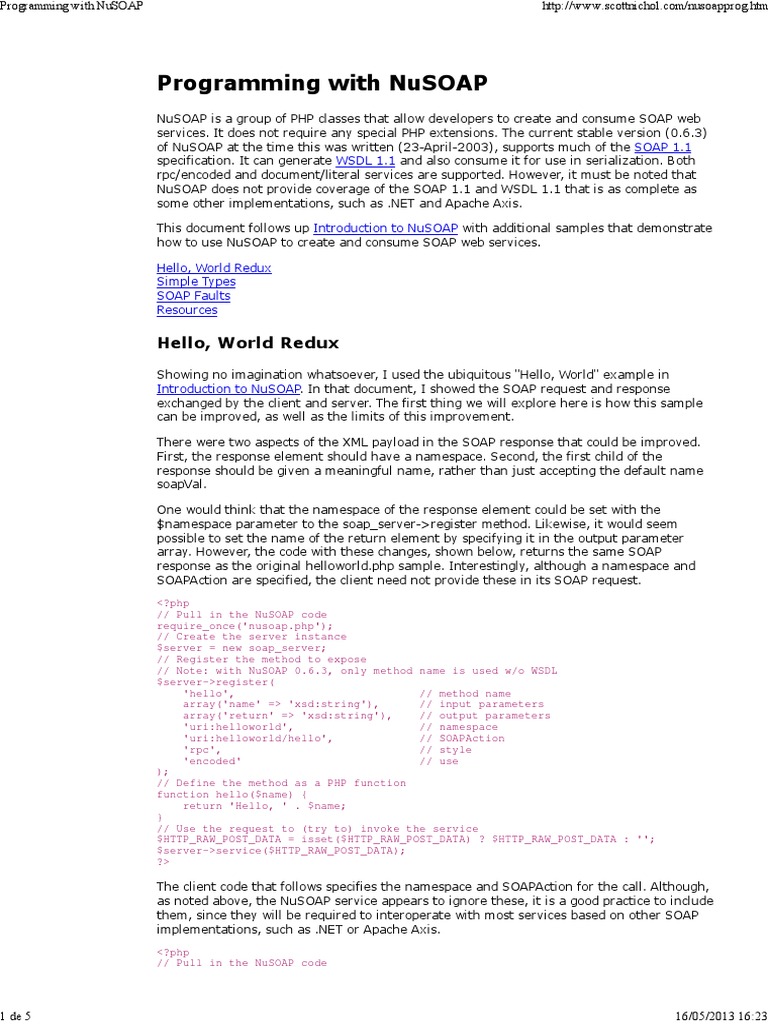 Programming With NuSOAP | PDF | Php | Data Type