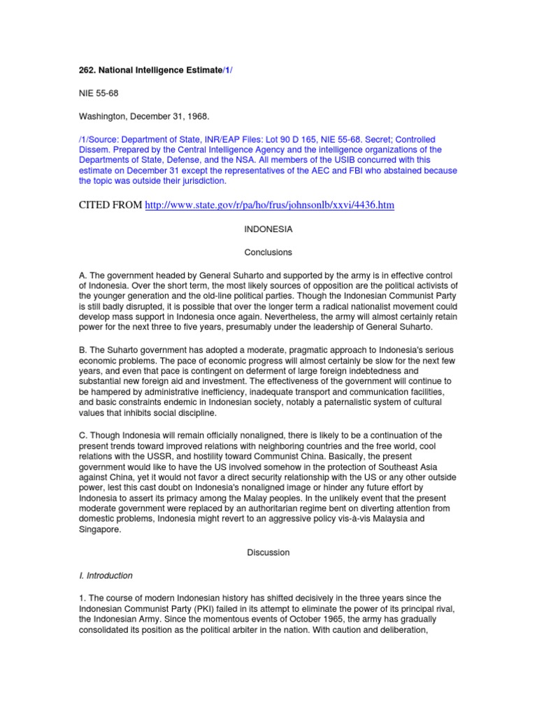 Cited From: 262. National Intelligence Estimate | PDF | Indonesia | Aids