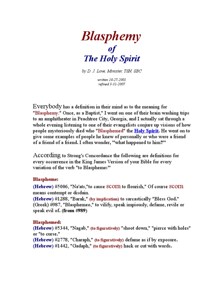 Understanding Blasphemy of the Holy Spirit | PDF | Blasphemy | Theology