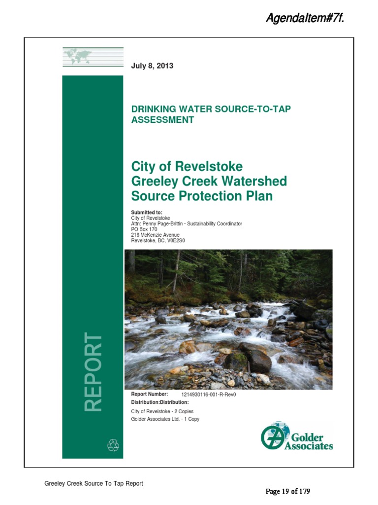 City of Revelstoke Greeley Creek Watershed Source Protection Plan 2013 ...