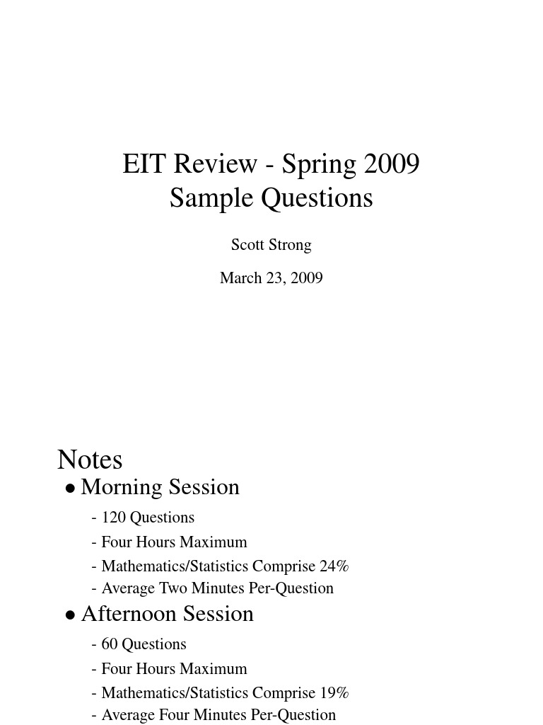 2009 Math EIT Review | PDF